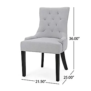 Christopher Knight Home Eudora Contemporary Tufted Fabric Dining Chairs (Set of 4), Light Gray, Espresso