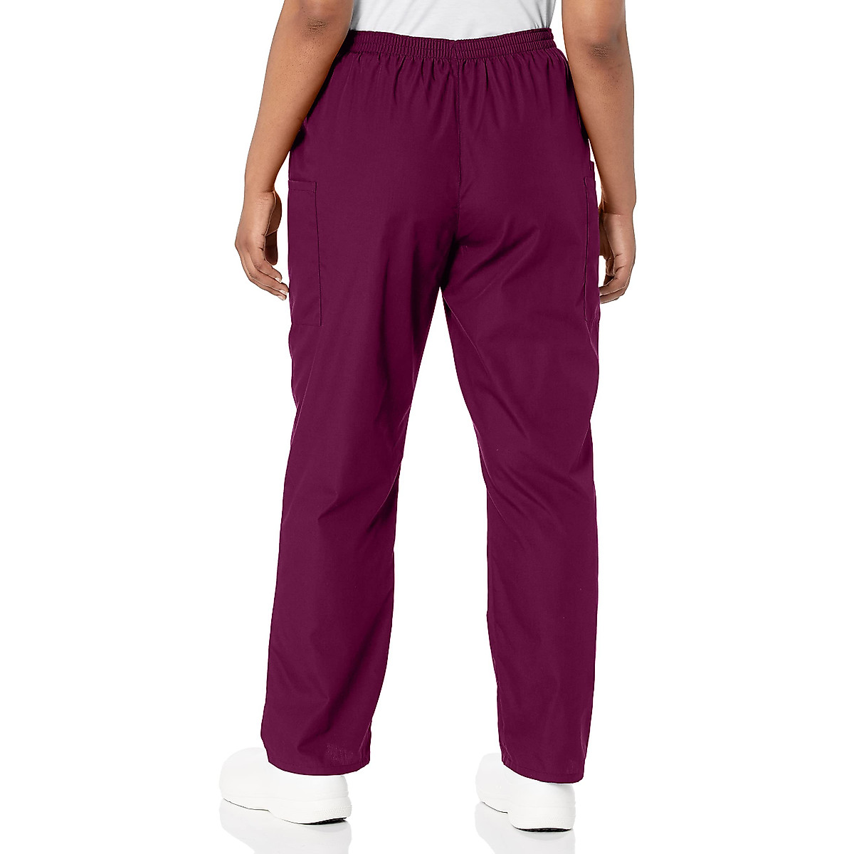 CHEROKEE Women's Workwear Elastic Waist Cargo Scrubs Pant, Wine, X-Large