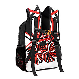 Personalized Custom Cheer Cheerleader Black Red Backpack Lightweight Travel Hiking Causual Bag With Name