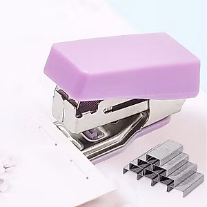 Simonhomes Mini Stapler, small stapler with 100 PCS Staples, Purple Stapler Stationery Set with 20 PCS Clips for Office School Home, 10 Sheets Capacity
