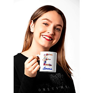 Custom Coffee Mugs - Personalized Ceramic Cups with Initial Name Monogram - 11 & 15 oz