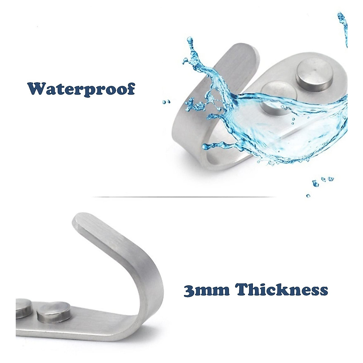 Mokife Coat Hooks Wall Mounted, 6 Pack Single Door Hooks Heavy Duty Brushed Wall Hook Stainless Steel, Large J Metal Hook for Hanging Clothes Jackets Robes Towels Hats Keys Bags Cups, Silver