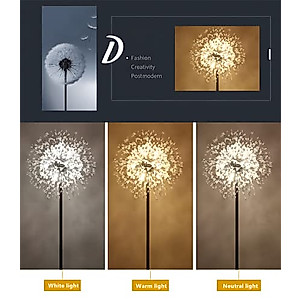 Modern Crystal Floor Lamp, BIGMAII Starburst Firework Floor Lights Sputnik Dandelion LED Standing Lamp 8 Lights with Marble Base in Silver for Living Room Bedroom, 64.5"