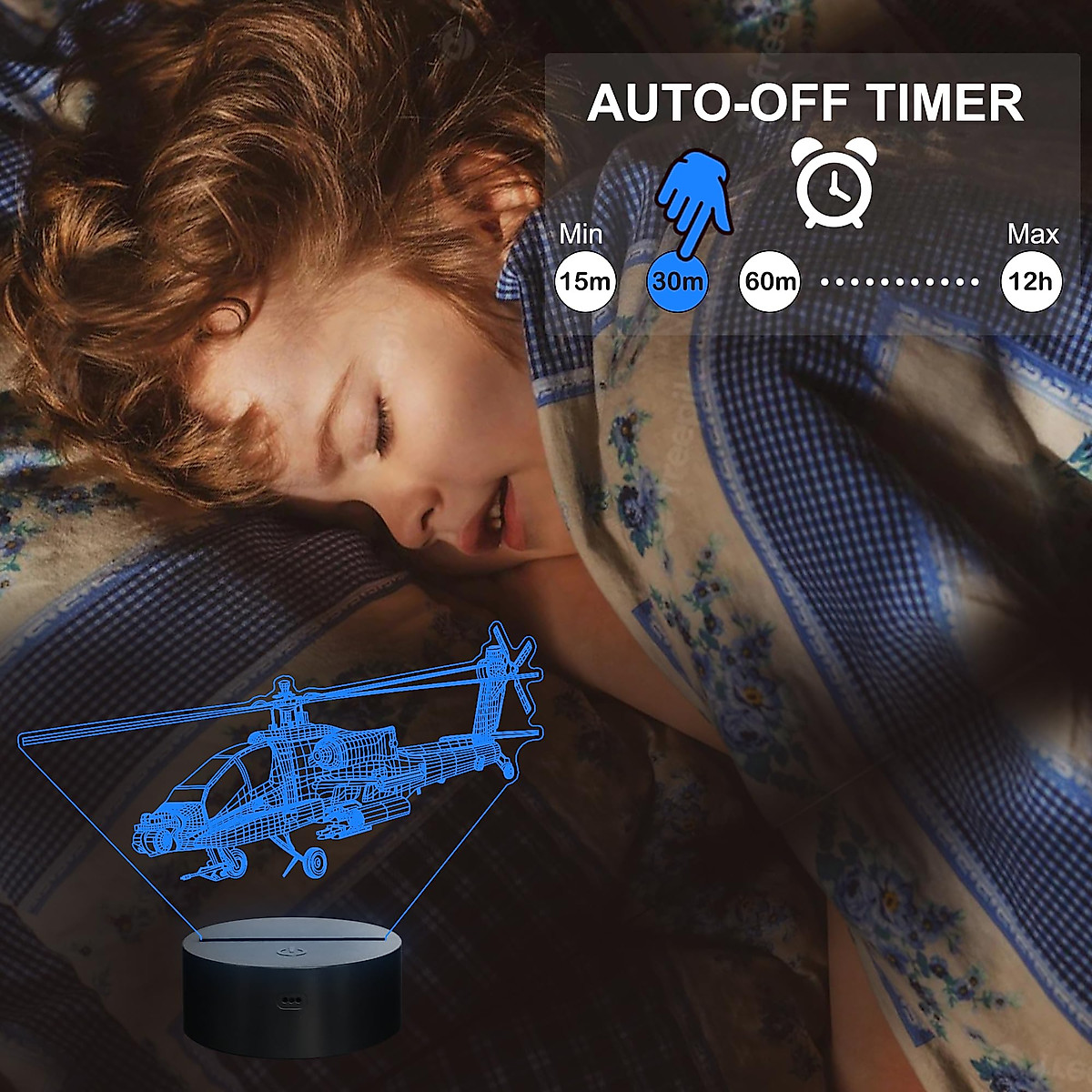 YuanDian Military Weapons 3D Lamp Kits,Navy Gguided Missile Destroyer, Submarine,Tank,Helicopter 3D Night Light for Kids (4 Patterns) with Remote Control & 16 Colors Light