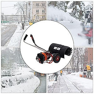 Handheld Sweeper 52cc 2 Stroke 2.5HP Power Engine Gas Power Sweeping Broom Handheld Turf Lawn Sweeper for Cleaning Snow Driveway Grass Lawn Garden
