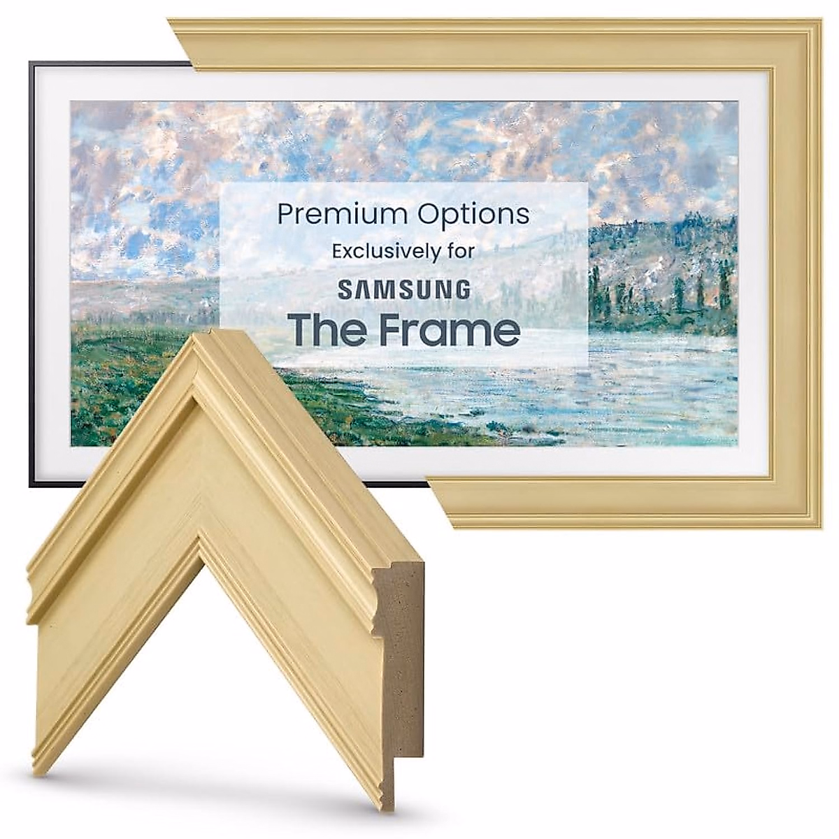 Frame My TV Deco TV Frames - Antique White Smart Frame Compatible ONLY with Samsung The Frame TV (55", Fits 2021-2025 Frame TV)