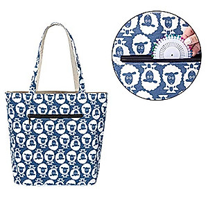 YARWO Knitting Bag with Small Zipper Pouch, Yarn Tote for Knitting Needles, Skeins of Yarn and Knitting Supplies On The Go, Sheep (Patented Design)