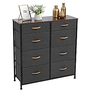 Vertical Furniture Storage Tower - Sturdy Steel Frame, Easy Pull Fabric Bins - Organizer Unit for Bedroom, Hallway, Entryway, Closets - 8 Drawers
