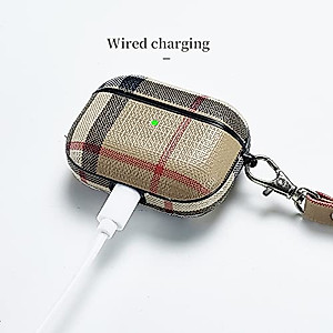 Luxury Case for AirPods Pro(1st & 2nd Generation), Fashion PU Shockproof Anti-Slip Protective Cover Accessories Set for Airpods Pro Case with Con Wrist Strap, and Keychain…