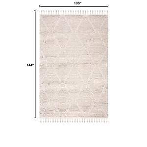 SAFAVIEH Marrakech Collection Area Rug - 9' x 12', Beige, Moroccan Boho Tribal Tassel Design, Non-Shedding & Easy Care, Ideal for High Traffic Areas in Living Room, Bedroom (MRK517C)