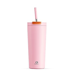 ENCOOL 30 oz Insulated Tumbler with Lid and Straw, 100% Leakproof Travel Coffee Mug, Stainless Steel Coffee Tumbler, Keeps Cold for 24 Hours or Hot for 8 Hours, Car Cup Holder Friendly (Flamingo)