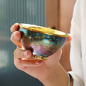 Happyyami Tea Drinking Cups Chinese Ceramic Teacup Peacock Pattern Gongfu Tea Cup Porcelain Glazing Asian Cup Tea Coffee Japanese Matcha Bowl for Tea Lover Gift Chinese Tea Cups