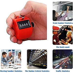 JJLFresheners 1PC FormVan Hand Tally Counter with Lanyard, Mechanical Lap Tracker Manual Clicker with Metal Finger Ring Hoop Holder, Red