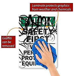 SmartSign - S-2917-AL-14 "Think Safety First - Wear Personal Protective Equipment" Sign | 10" x 14" Aluminum 10" x 14" Non-Reflective Aluminum