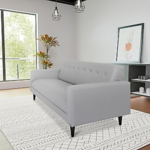 Coast to Coast Sofas Bronx Grey Faux Leather Sofa, Modern 3-Seater Sofas Couches for Living Room, Bedroom, Office, and Apartment with Solid Wood Frame