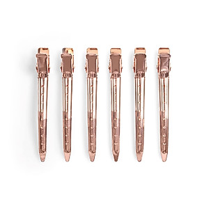 Kitsch Metal Duck Billed Hair Clips - Hair Styling Clips for Sectioning, Cutting, Coloring, Blow Drying and Makeup | Salon Quality Accessories - 6pcs (Rose Gold)