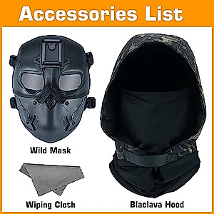 Guayma Airsoft Paintball Mask Tactical Full Face Cyberpunk Mask with Balaclava Headgear for CS Halloween Cosplay Costume Movie Props,Camo