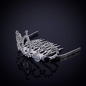 Mini 2.56 inchs Rhinestone Tiara Comb Crown for Girls Wedding Bride Prom Birthday Pegeant Prinecess Party