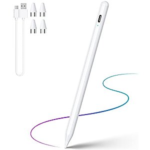 Stylus Pen, Active Stylus Pen Compatible for iOS and Android Touchscreens/Phones, Rechargeable Stylus Pen with Dual Touch Screen, Stylus Pencil for Apple/Android/Samsung Tablet, 16.5CM,White