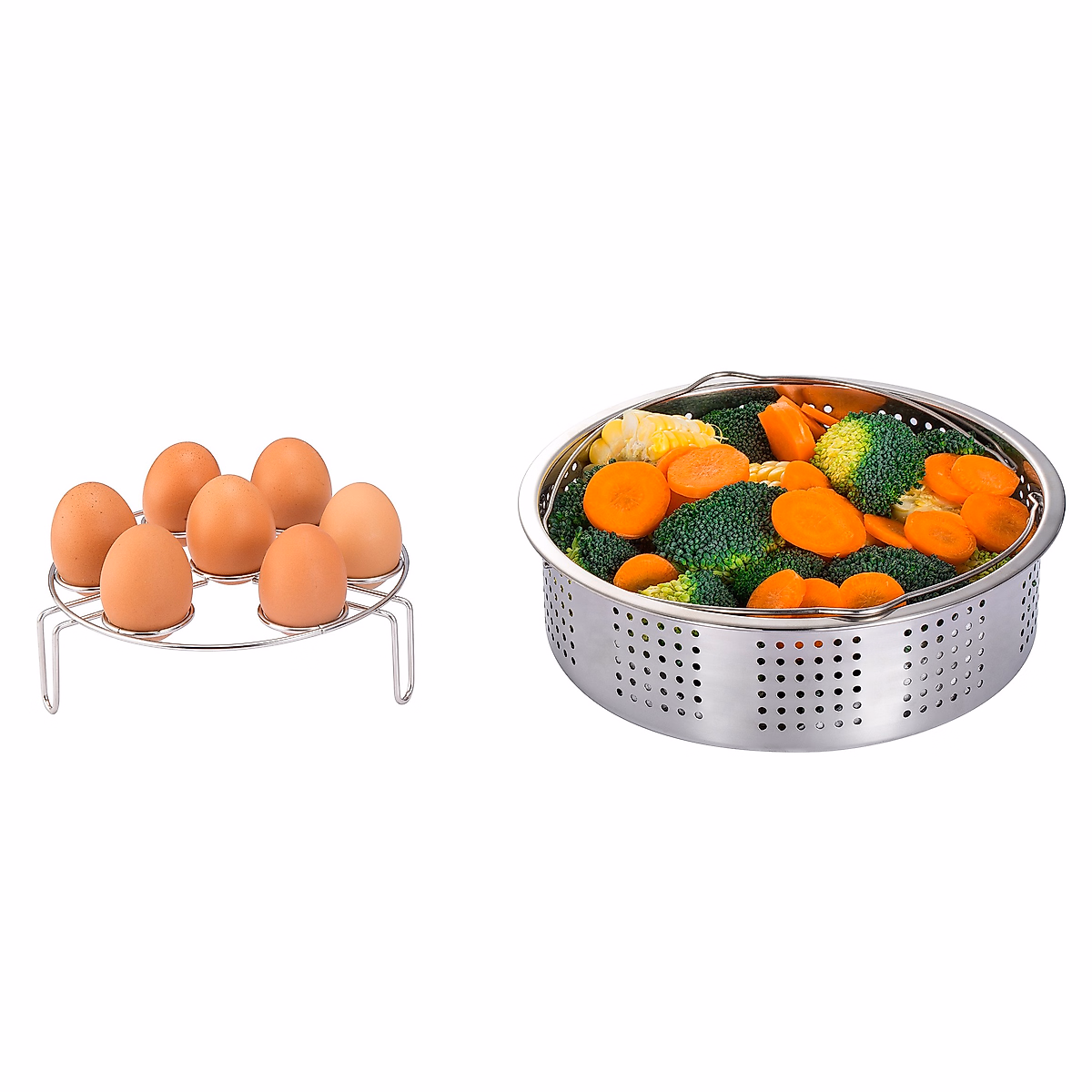 HapWay Stainless Steel Steamer Basket with Egg Steam Rack Trivet Compatible with Instant Pot 5,6 qt Electric Pressure Cooker