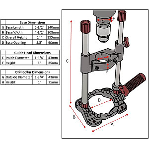 Milescraft 1368 DrillMate Portable Drill Guide - NO CHUCK. Must have 43mm Diameter Collar International Style Drills. Multi-Angle Drilling with Control Spring. NOT FOR MOST DRILLS|Black