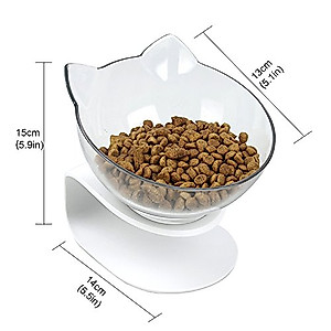 QIYADIN Tilted Raised Posture Cat Food Bowl Neck Protection Anti Vomiting 15 Degree Elevated Slanted Stand Pet Bowls for Cats and Small Dogs (Single)