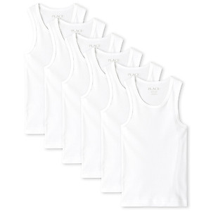 The Children's Place Boys Sleeveless Tank Top Undershirt, White -6 Pack, Small US