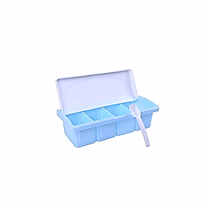 VEMART Condiment Pots， Seasoning Rack Spice Pots Box Storage Container Condiment Jar Kitchen Tool Home Garden Decorative Supplies Tool Drop Shipping (Color : Blue)