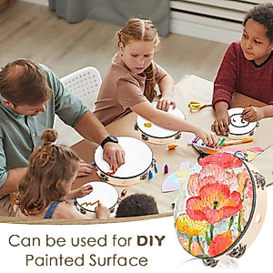 8 Pcs Wood Tambourine Adults Bulk Double Row Metal Jingle Hand Held Tambourine Jingles Assorted Size Tambourine Musical Educational Tambourine Gift Rhythm Percussion Instrument for Church Party KTV