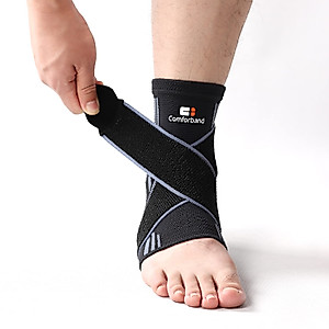Comforband Ankle Compression Support with Adjustable Strap, Copper Infused – Breathable Sports Recovery Ankle Sleeve Brace for Running Walking Hiking Basketball Exercise etc. Relief for Plantar Fasciitis, Sprained, Strained or Swollen Ankle, Arthritis, Ac