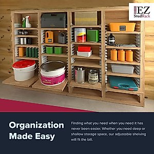 Made in USA | EZStudRack Adjustable Between Stud Shelf Bracket | Shelf Brackets for Wall Mounted Shelf | Shelving Brackets for Home | Garage Shelf Brackets- Wood Not Included- 32Pack (16 Pair) Gray
