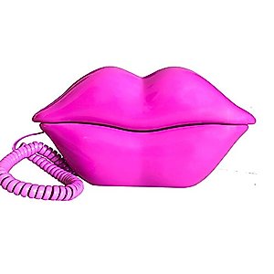 TelPal Corded Lips Telephones Landline Pink-Colored Home Telephones Sexy Mouth Shape Wired Phone for Home,Office,Shops & Art Decor Cute Real Working Cartoon Telephone for Play Novelty Gift for Girls