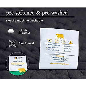 California Design Den Soft 100% Cotton Hand-Quilted Twin/Twin-XL Quilt with Sham, Pure Cotton Fabric & Fill, Charcoal Grey Twin Quilt, Pre-Softened, Diamond Pattern (Charcoal Grey)