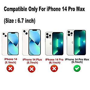 Clear Designed for iPhone 14 Pro Max Case, Cute Shockproof Military Grade Protection Hard Back Phone Case with Airbag Soft Edge, Slim Protective Bumper Cover for Women Men Girls (Black)