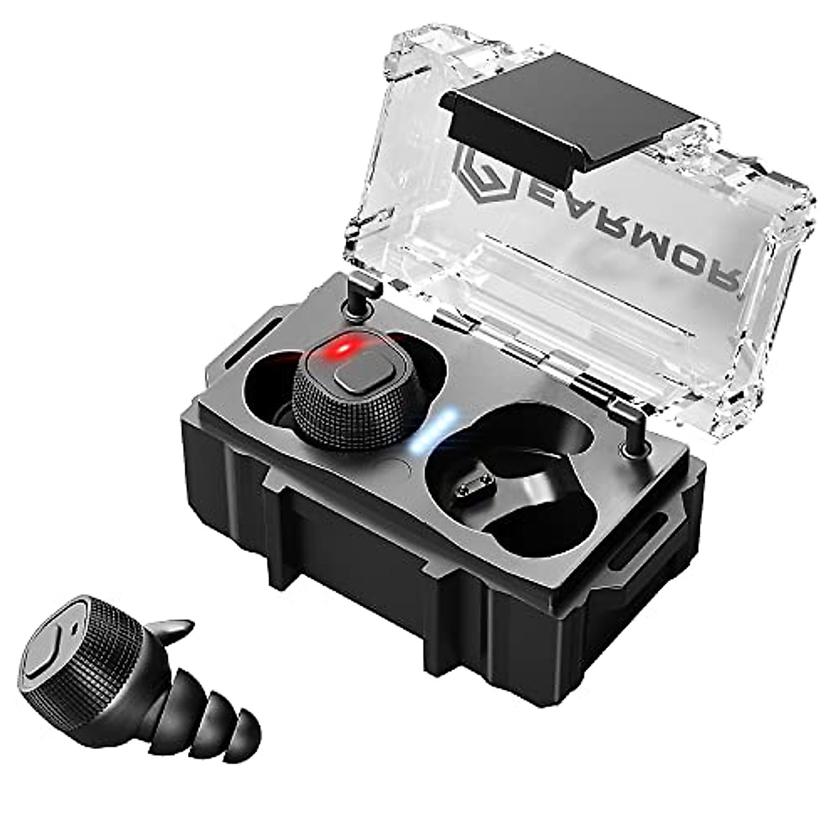 OPSMEN Shooting Ear Protection Electronic Wireless Safety Earmuffs Earplugs In-Ear Hearing Active Noise Reduction Cancellation Gun Range For Hunting Black