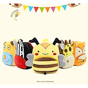 Toddler Backpack Neoprene 3D Animal Backpack Kids Animal Cartoon Casual Bags Water Resistance Kindergarten Preschool Bag (Bee)