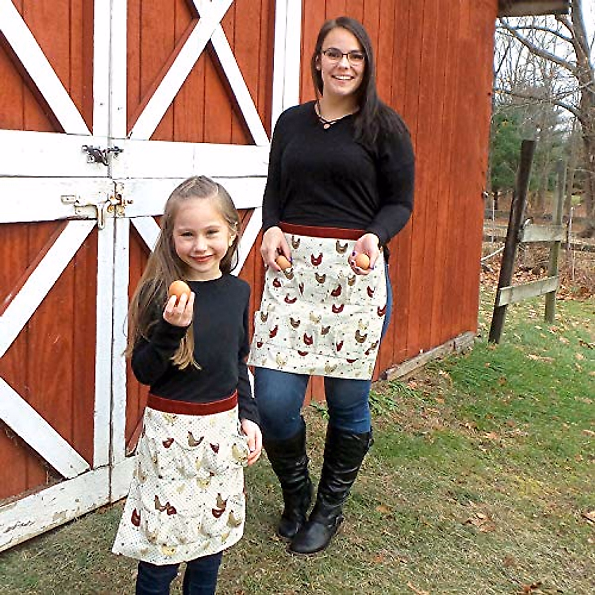 Cackleberry Home Farmhouse Chicken Egg Collecting & Gathering Apron 12 Pockets (Adult Size)