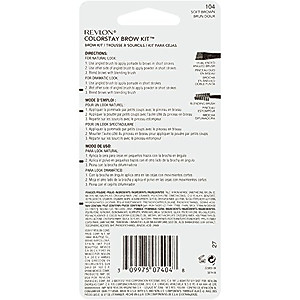 Eyebrow Kit by Revlon, ColorStay Brow Kit Eye Makeup with Longwearing Brow Powder, Pomade, Spoolie & Angled Brush Tip, 104 Soft Brown, 0.08 Oz