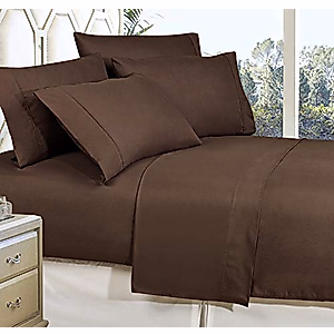CELINE LINEN Luxury Silky-Soft 1500 Thread Count Softest Egyptian Quality Wrinkle-Free 4-Piece Bed Sheet Set, Deep Pocket up to 16 inch, Queen Chocolate Brown