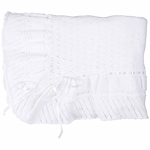 Feltman Brothers White Knit Shawl Baptism Christening Blanket (White)