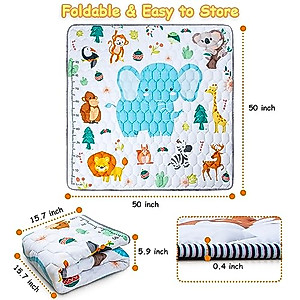 Funsland Baby Play Mat for Floor - 50x50 Kids Foldable Playmat for Babies and Toddlers