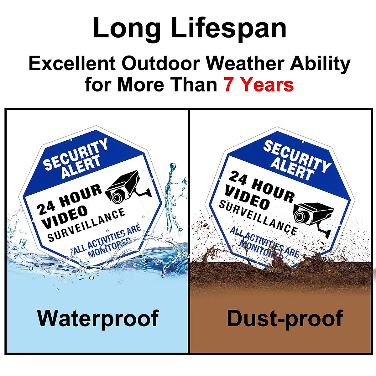 Video Surveillance Signs Outdoor - 10" x 10" Aluminum Rust Free Security Signs for Property, Metal Warning Sign for Home Business CCTV Security Camera - 2 Pack/Blue