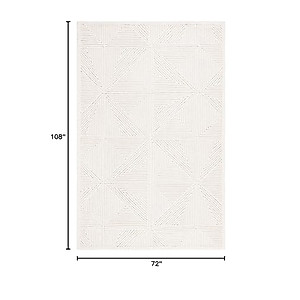 SAFAVIEH Textural Collection Area Rug - 6' x 9', Ivory, Handmade Wool, Ideal for High Traffic Areas in Living Room, Bedroom, Dining (TXT103A-6)