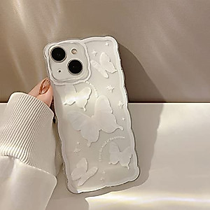 NITITOP Compatible for iPhone 14 Plus Case Clear Cute Butterfly Pattern Hollow Design for Women Girls Soft TPU Shockproof Protevtice Case for iPhone 14 Plus - Crystal Butterfly