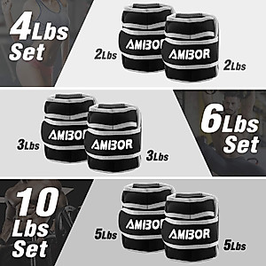 AMBOR Ankle Weights, 1 Pair 2 3 4 5 Lbs Adjustable Leg Weights, Strength Training Ankle Weights for Men Women, Wrist Weights Strap Set for Walking Running Gym Fitness Workout 2 Pack