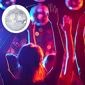 Ujuuu 8 Pieces Mirror Disco Balls Silver Hanging Disco Light Mirror Ball for Retro Party, Fun Party, Home Bands Decorations