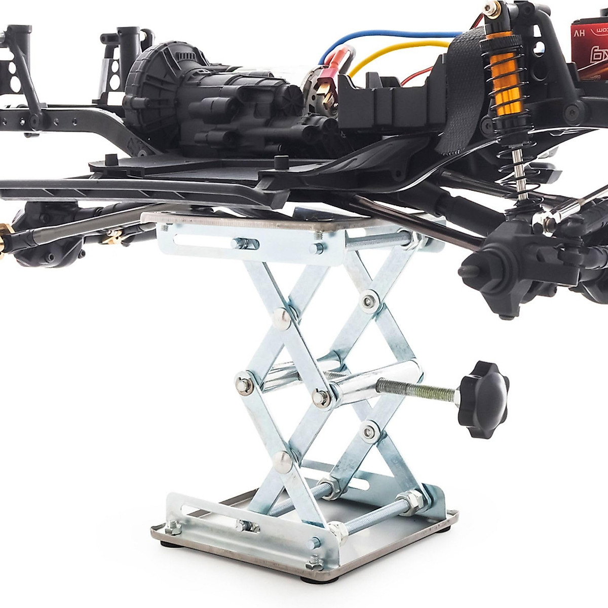 RXZIXYL Adjustable Lifting Stand Display Table Woodworking Lifter Jack for RC Crawler Car TRX4 SCX10 Wraith RR10 Arrma Kraton Losi LMT (100x100mm)