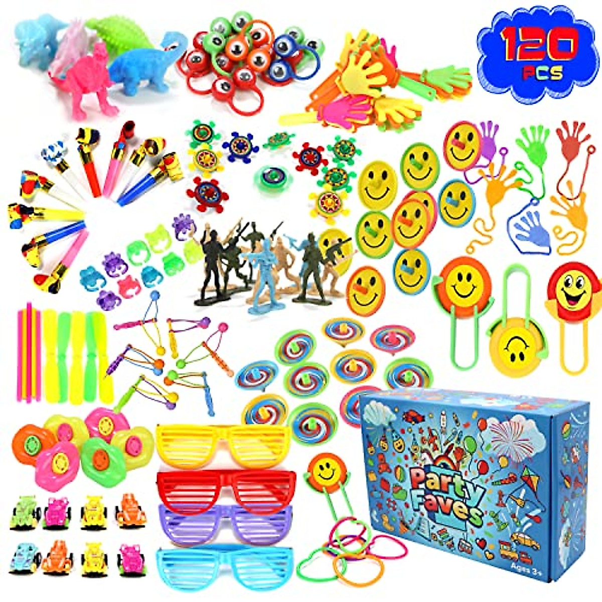 Party Faves 120PC Party Favors for Kids Goodie Bags Classroom Carnival Birthday Treasure Box Prizes Pinata Stuffers