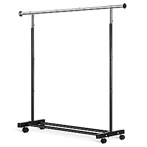 VICERII Clothing Rack, 55.51 Inch Garment Rack with Wheels and Bottom Shelf, 130LB Capacity Heavy Duty Rolling Clothes Racks for Hanging Clothes, Coats, Shirts, Sweaters, Skirts, Dress, Black
