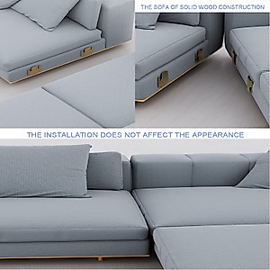 DERRILLA Universal Metal Sectional Couch Connectors Interlocking Furniture Clips Sofa Connector Brackets with Screws (Black, 4)